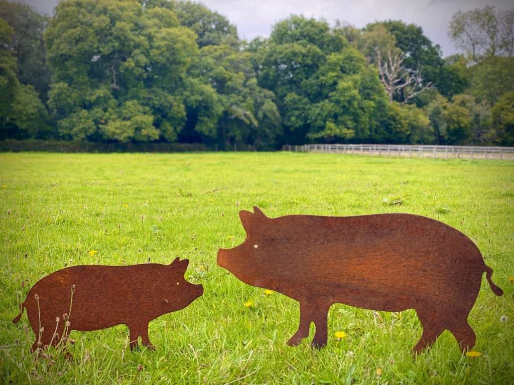Small Exterior Rustic Rusty Metal Pig Farm Animal Garden Stake Yard Art ...